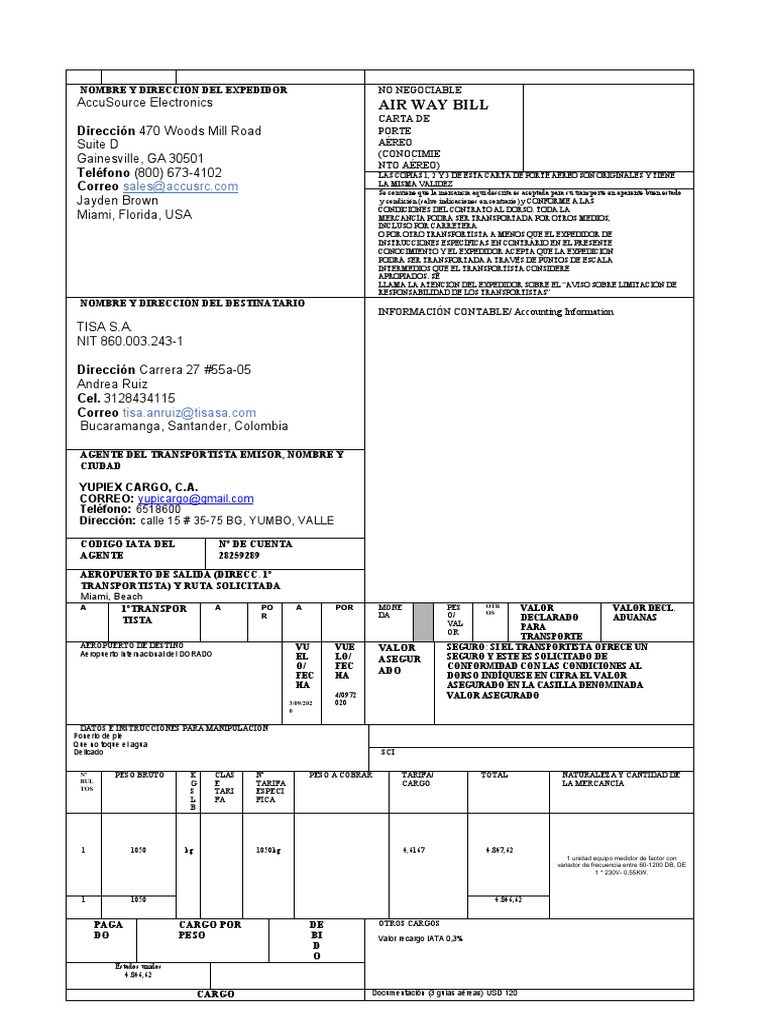 Air Waybill Awb | PDF | Industrias de servicio | Transporte