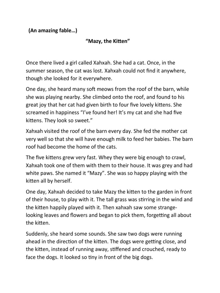 (An Amazing Fable ) "Mazy, The Kitten" | PDF