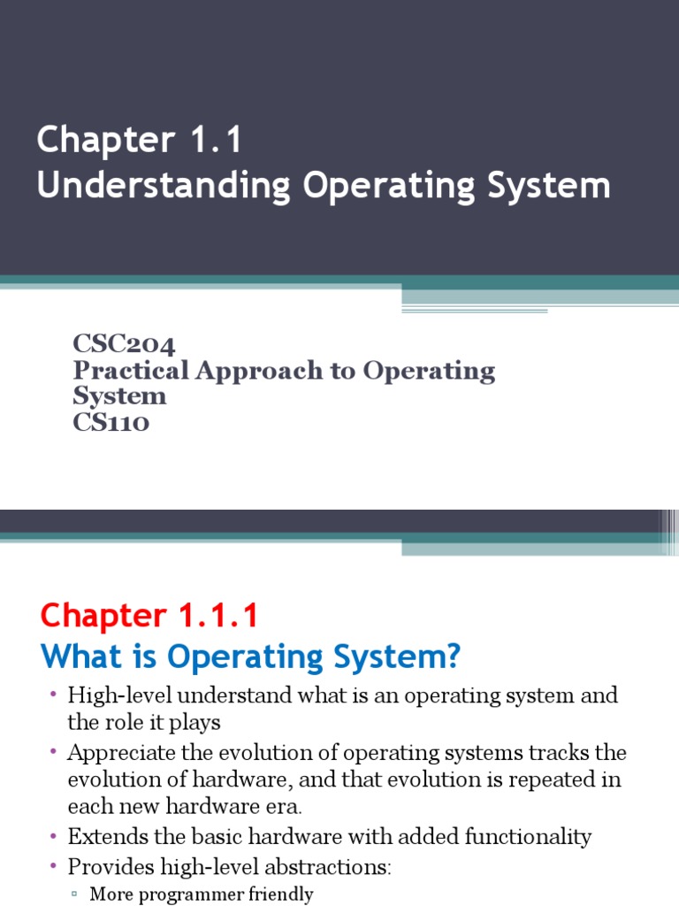 CSC204 - Chapter 1.1 | PDF | Operating System | Computer Program