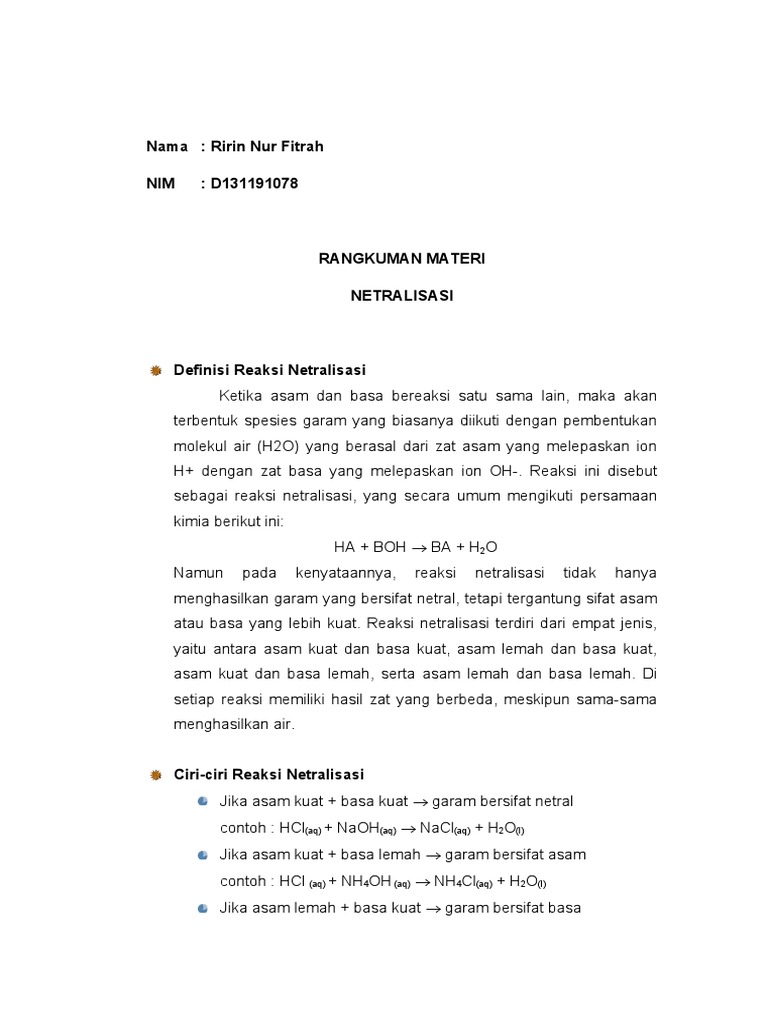 Rangkuman Materi Netralisasi | PDF