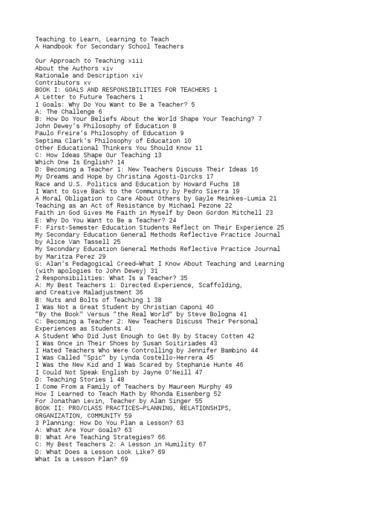 Teaching To Learn, Learning To Teach | PDF | Philosophy Of Education ...