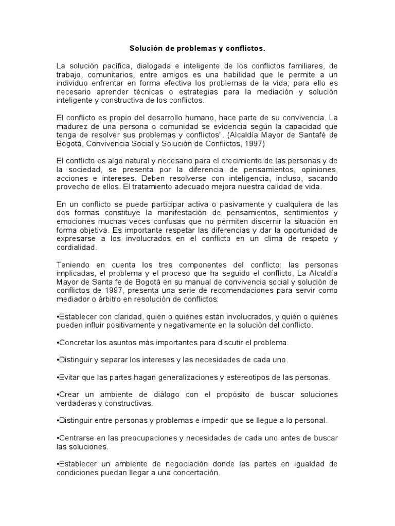 Soluci N de Problemas y Conflictos 4 | PDF | Estrés (biología) | Conflicto (proceso)