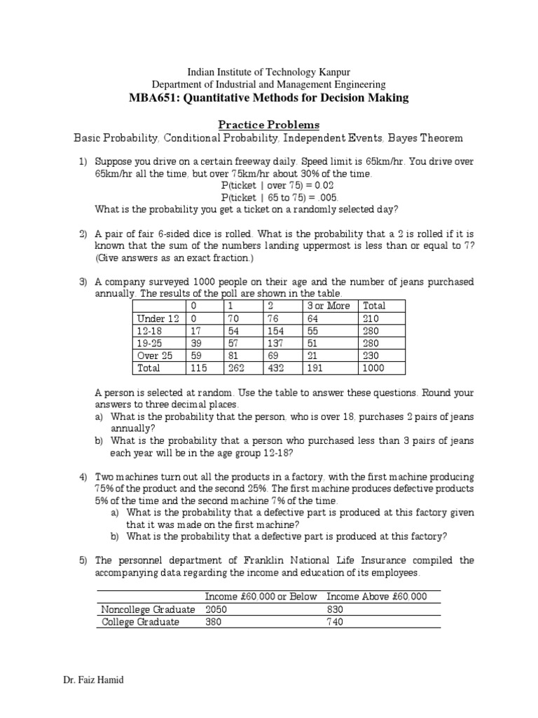 Practice Problems - Probability Theory | PDF | Probability | Probability And Statistics