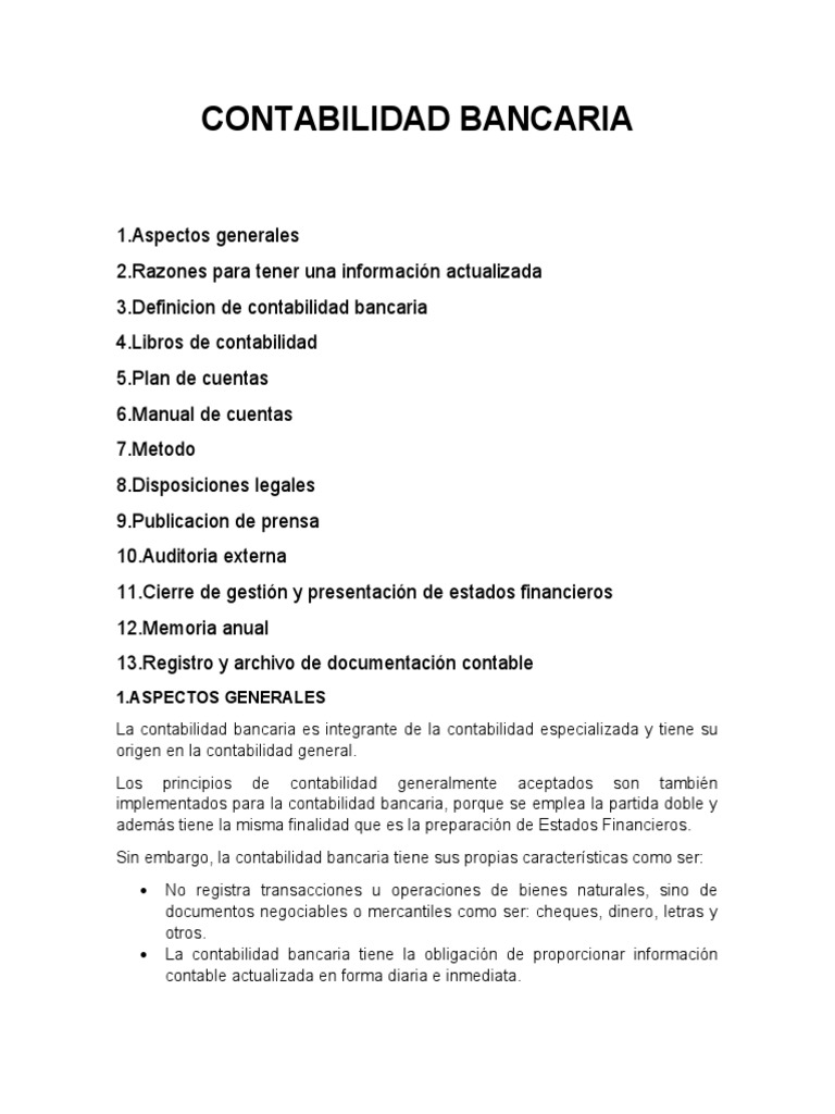 Contabilidad Bancaria | PDF | Contabilidad | Bancos