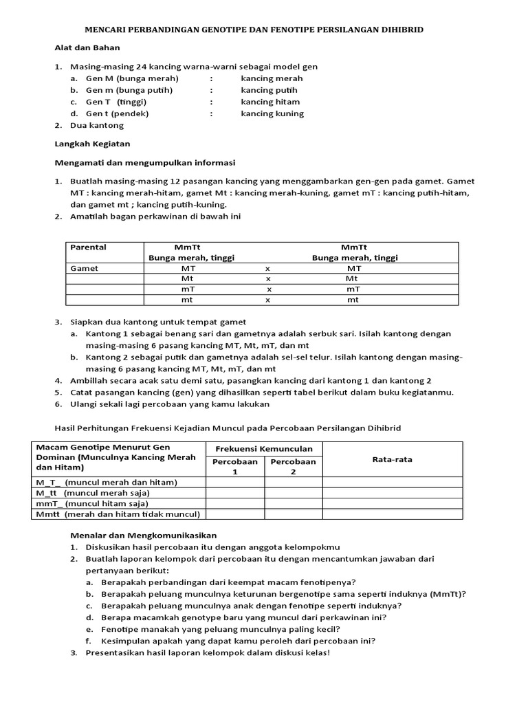 Praktikum Kancing Genetika | PDF