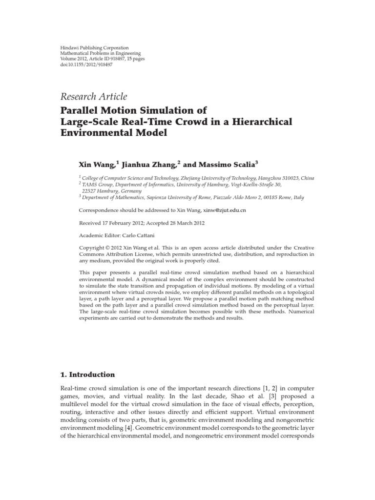 Research Article: Parallel Motion Simulation of Large-Scale Real-Time Crowd in A Hierarchical ...