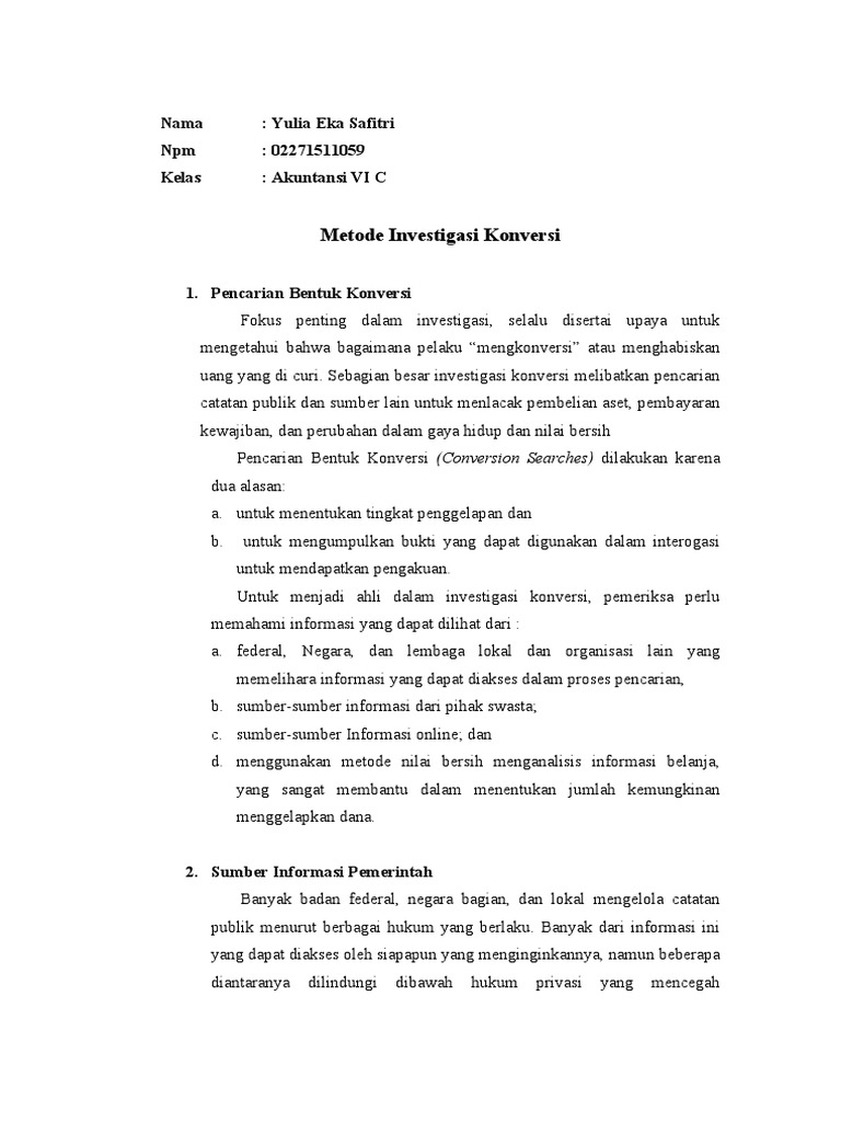 Metode Investigasi Konversi | PDF