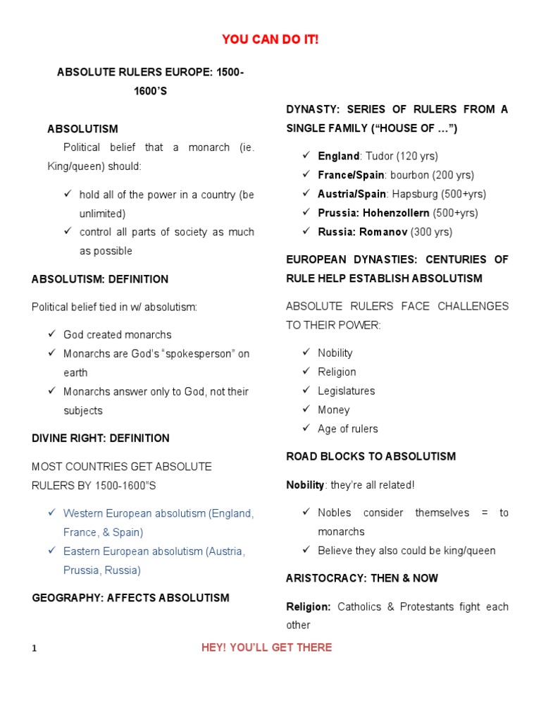 Absolute Rulers Europe | PDF | Louis Xiv Of France | Absolute Monarchy