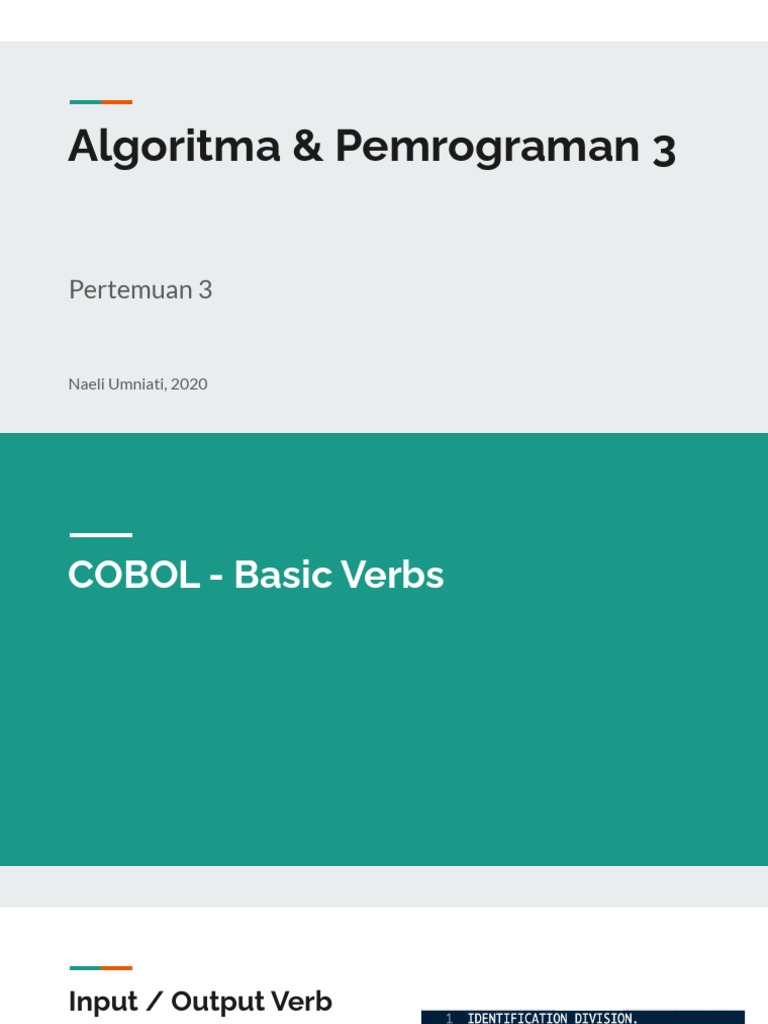 P3-Basic Verb COBOL | PDF | Subroutine | Boolean Data Type