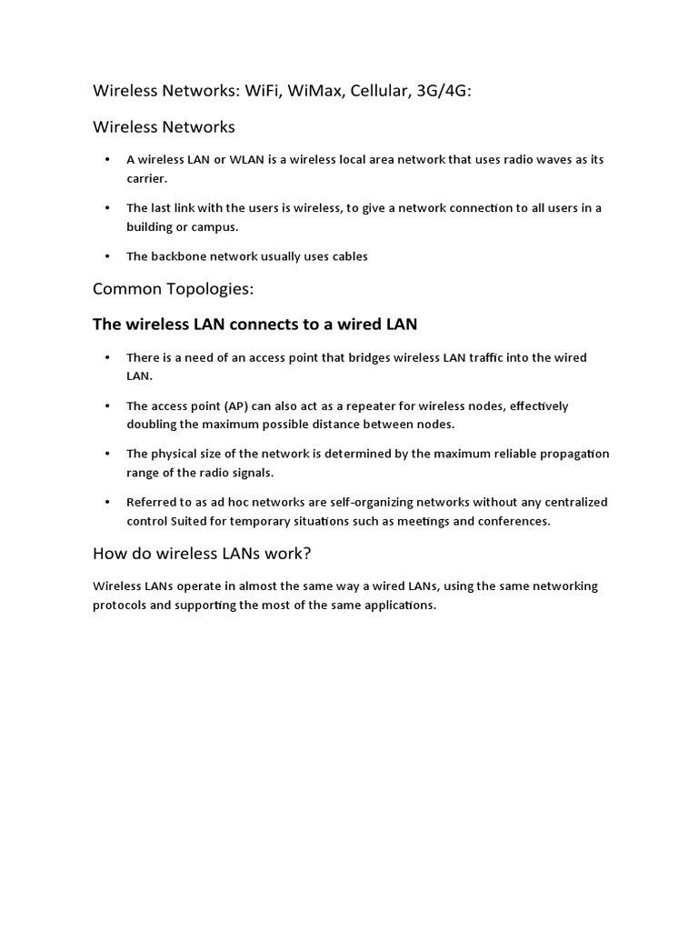 Understanding Wireless LANs and Topologies | PDF | Computers