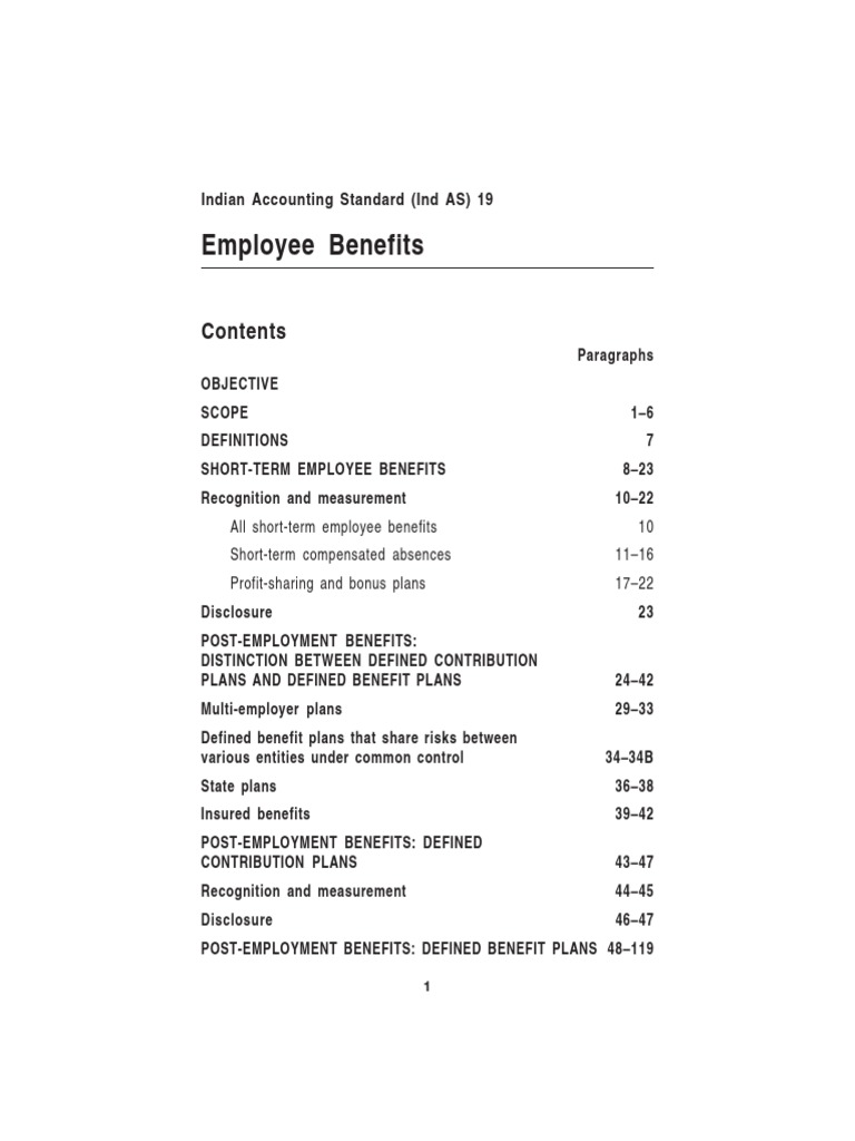 Ind AS 19: Employee Benefits Overview | PDF | Defined Benefit Pension ...