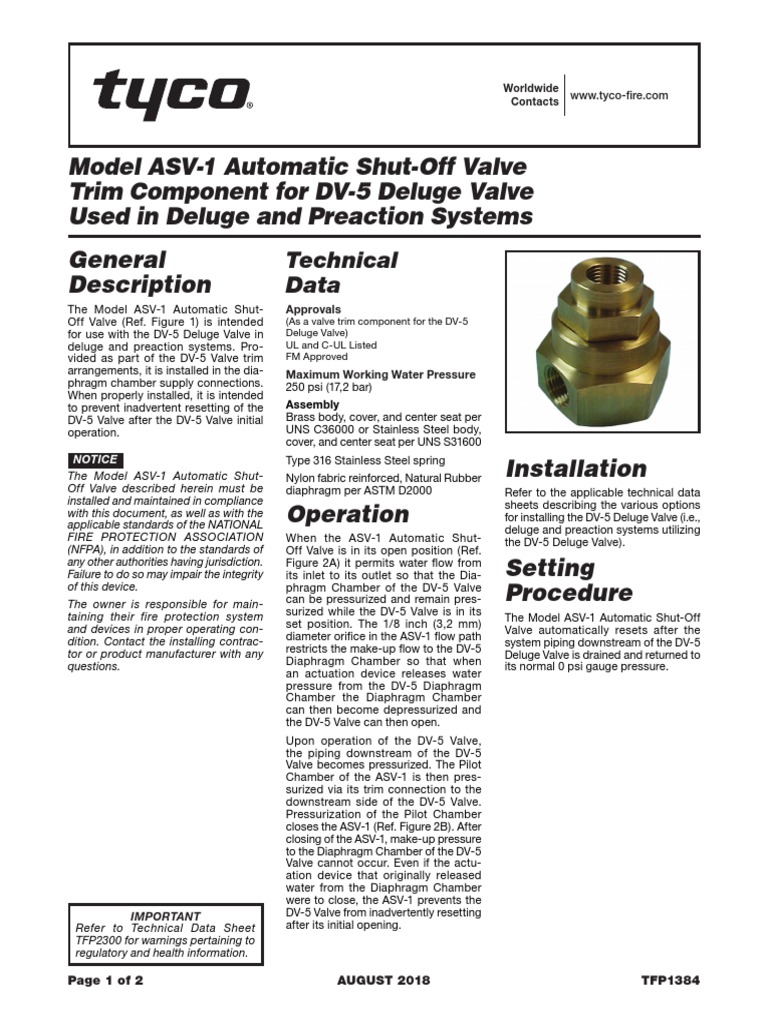 Automatic Shut-Off Valve - Tyco | Download Free PDF | Fire Sprinkler ...