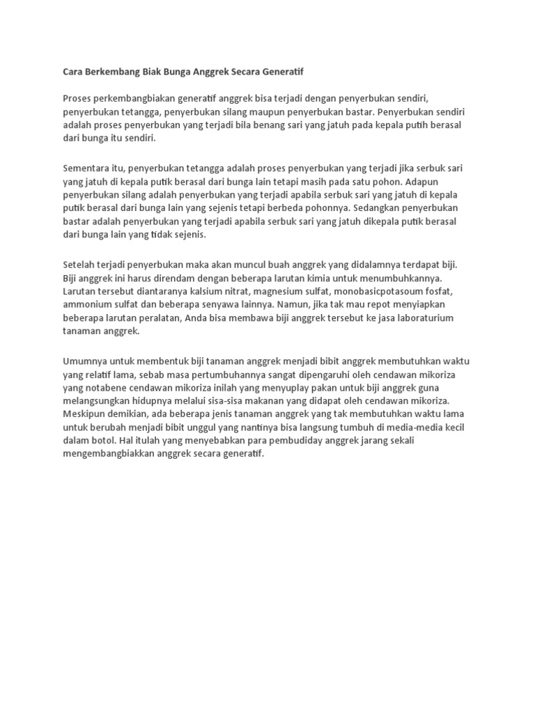Cara Berkembang Biak Bunga Anggrek Secara Generatif: Penyerbukan ...