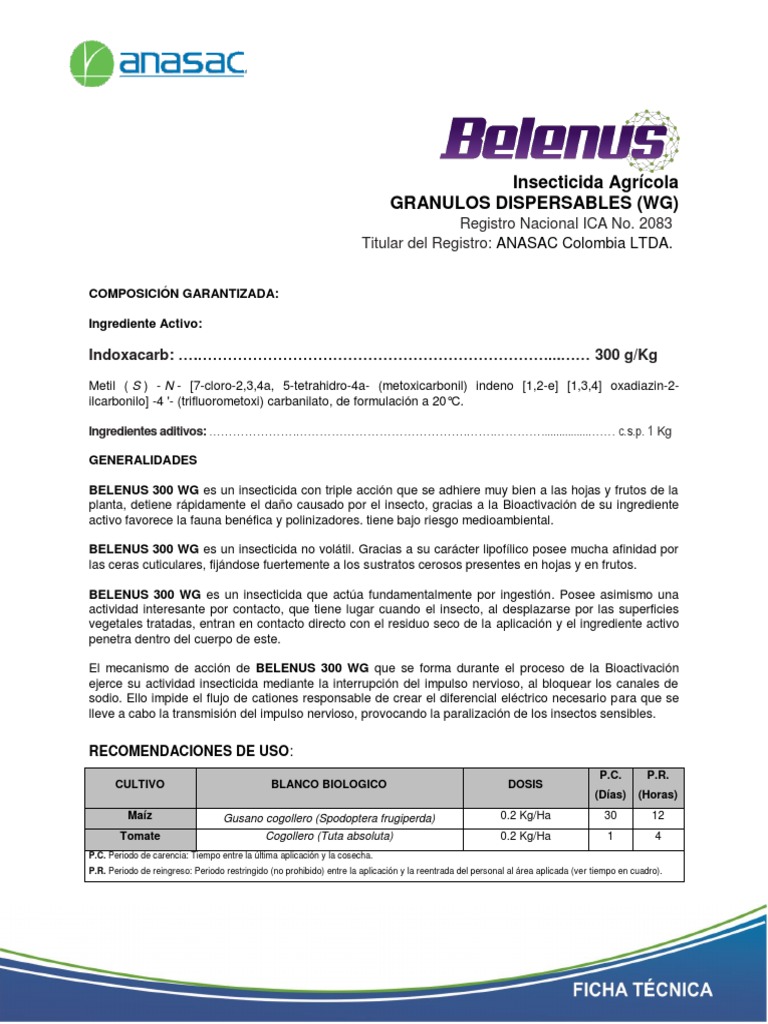 FT Belenus 300 WG | PDF | Alimentos | Agua