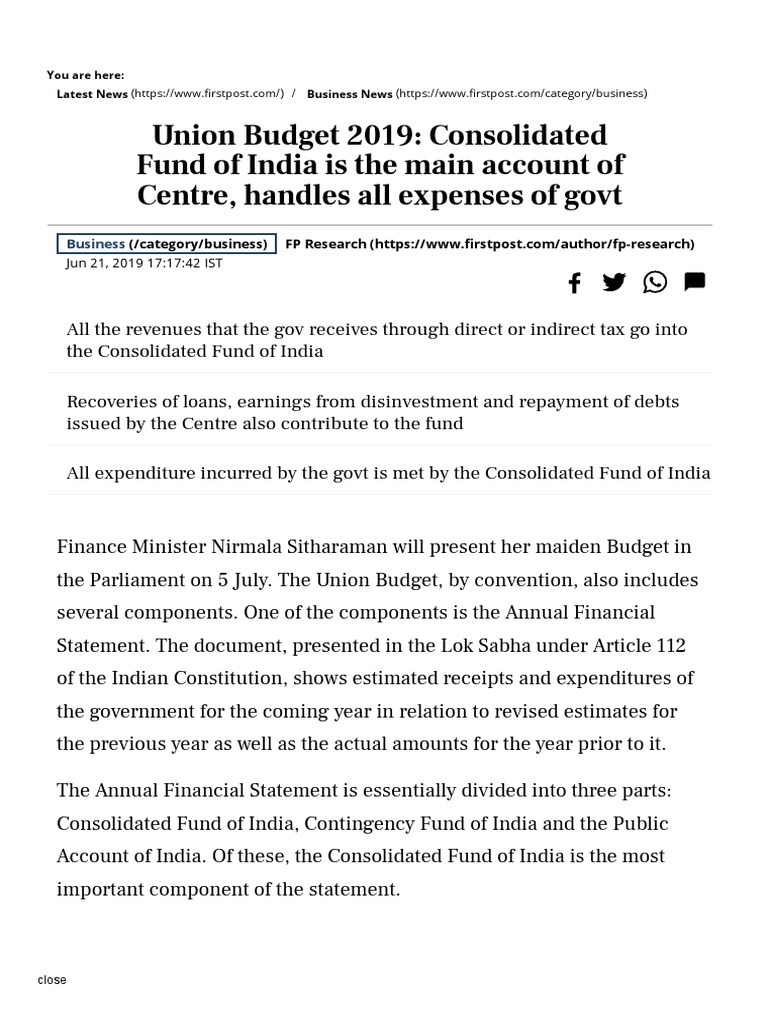 India's Consolidated Fund Explained | PDF | Expense | Taxes