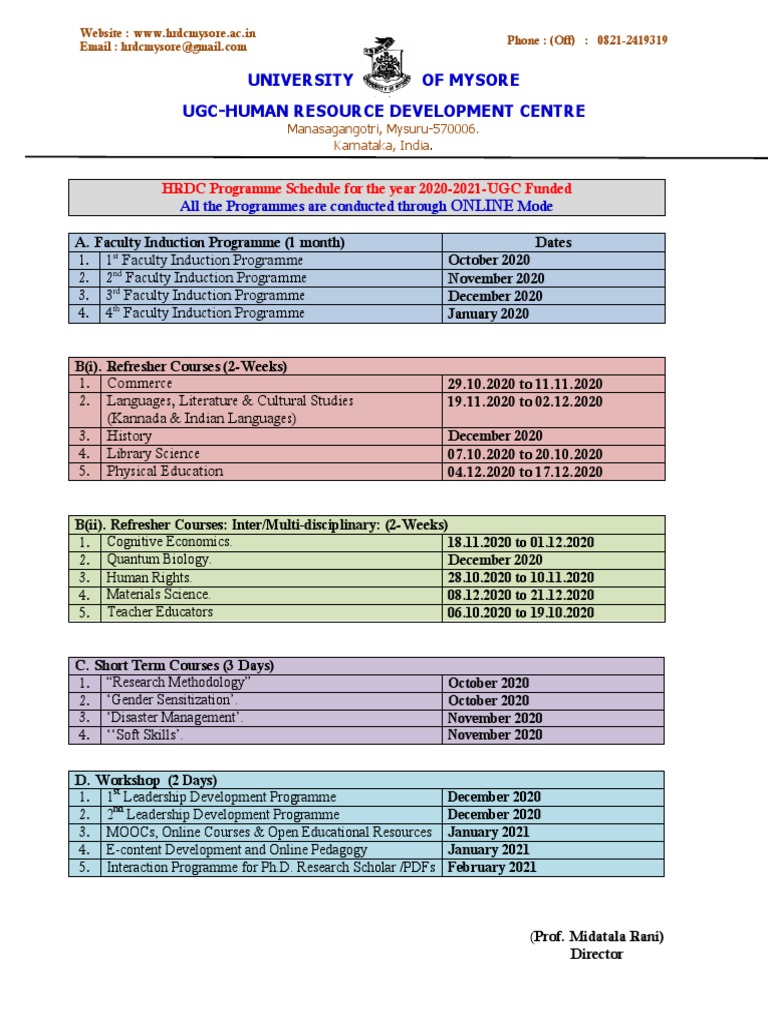 Pgm-Schedule - 2020-2021 - HRDC - PDF | PDF | Learning | Behavior ...
