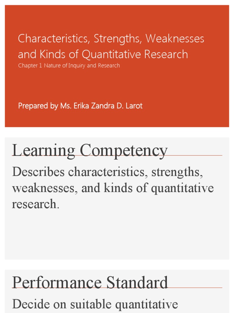 Characteristics, Strengths, Weaknesses and Kinds of Quantitative Research | PDF | Experiment ...