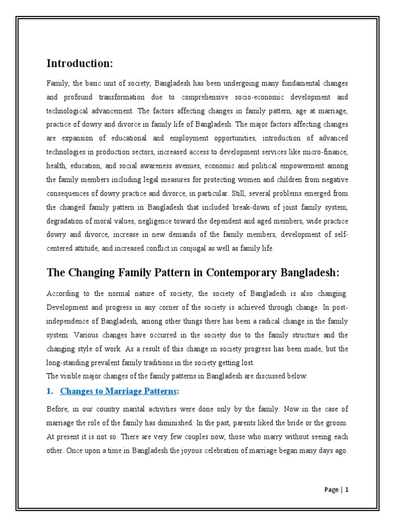 Overview of The Changing Family Pattern in Rural Bangladesh | PDF ...
