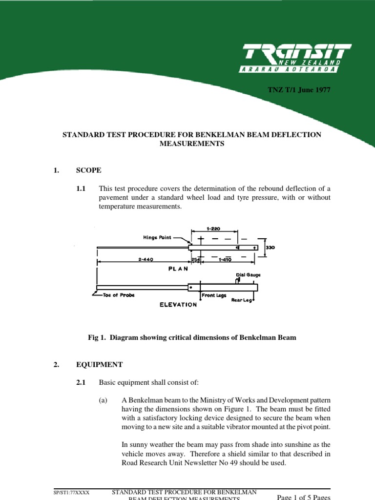 Benkelman Beam Deflection Test Procedure | PDF | Tire | Celsius