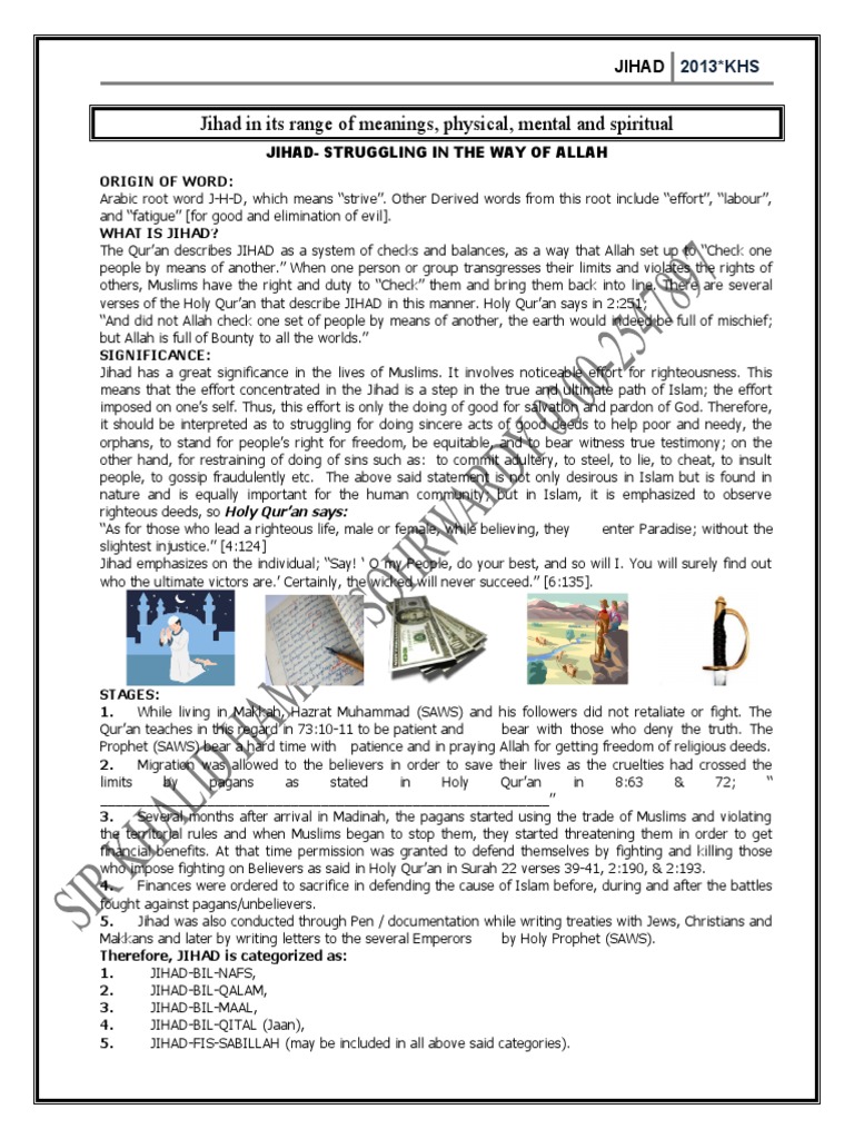 Jihad in Its Range of Meanings, Physical, Mental and Spiritual ...