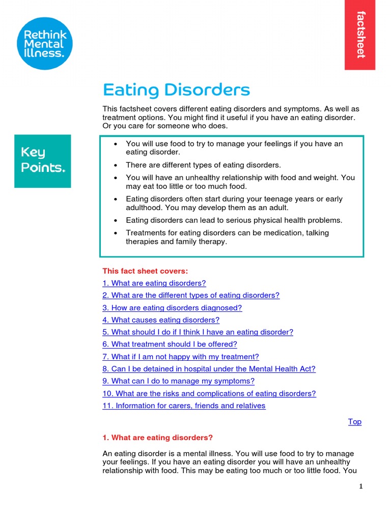 Eating Disorders Factsheet | PDF | Eating Disorder | Anorexia Nervosa