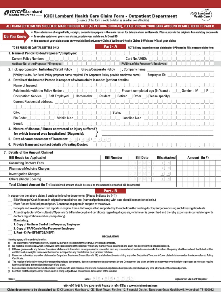 OPD Form Ihealthcare | PDF | Insurance | Indemnity