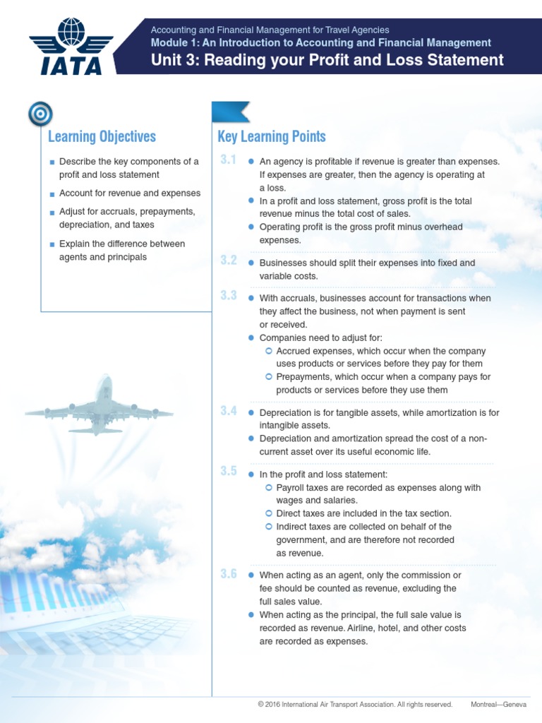 Unit 3: Reading Your Profit and Loss Statement: Learning Objectives Key ...