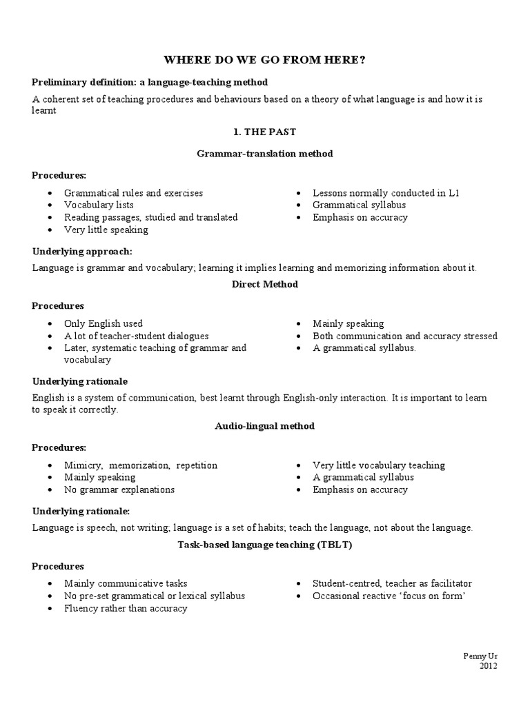 An Analysis of Language Teaching Methods Through History and a ...
