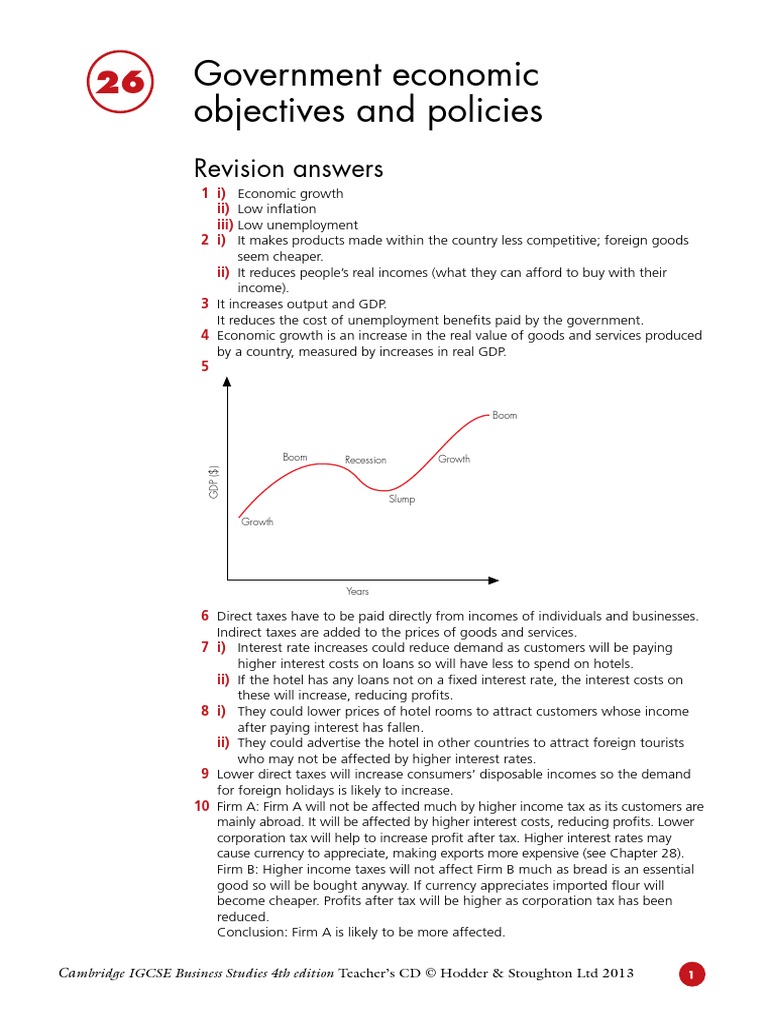 Government Economic Objectives and Policies: Revision Answers | PDF ...