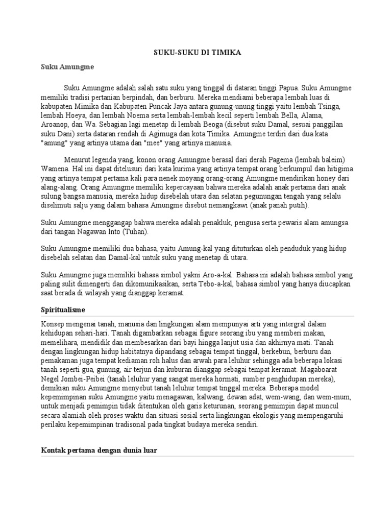 SUKU SUKU DI TIMIKA (Jein) | PDF | Ilmu Sosial | Sejarah