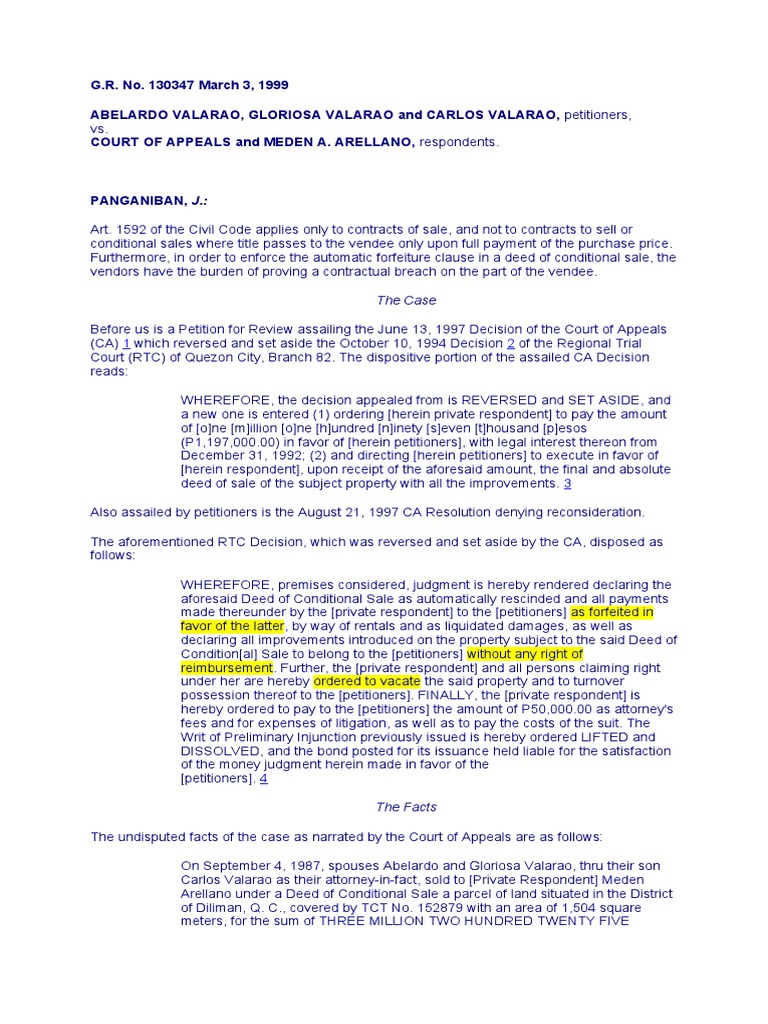 Court rules on automatic forfeiture clause | PDF | Lawsuit | Deed