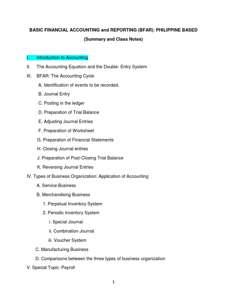 Basic Financial Accounting and Reporting (Bfar) : Philippine Based ...