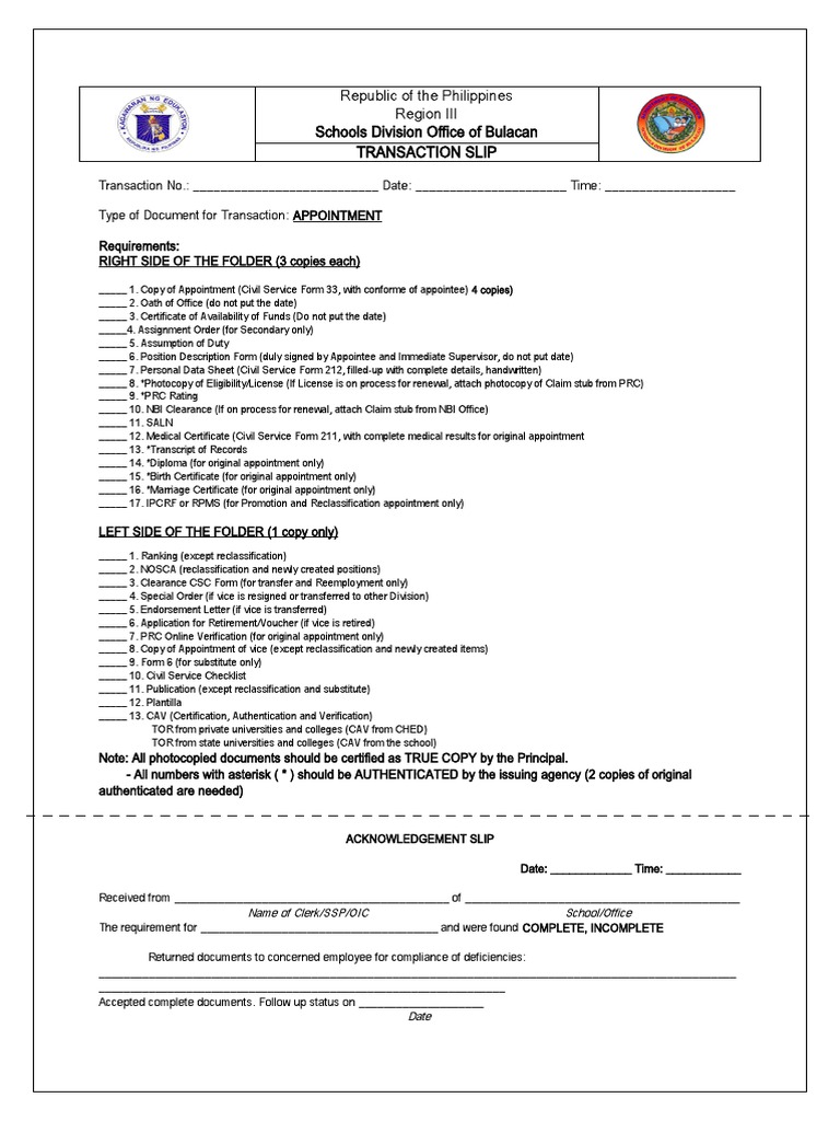 Republic of The Philippines Region III Schools Division Office of ...