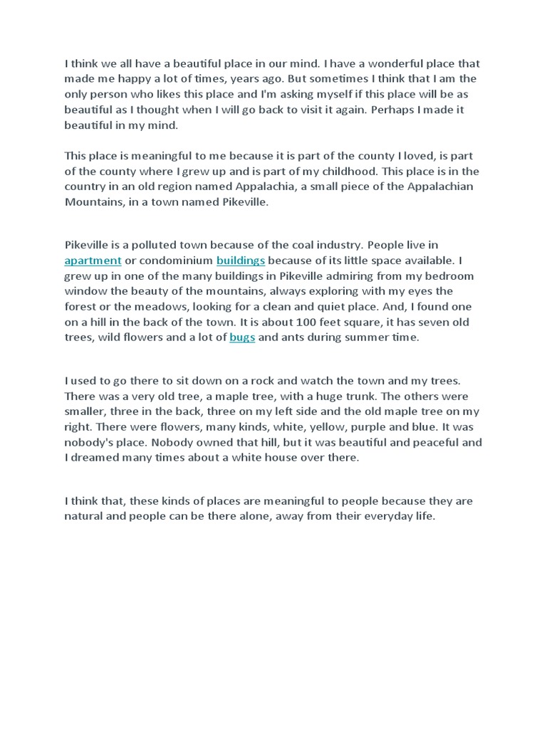 Descriptive Essay A Beautiful Place | PDF | Poetry