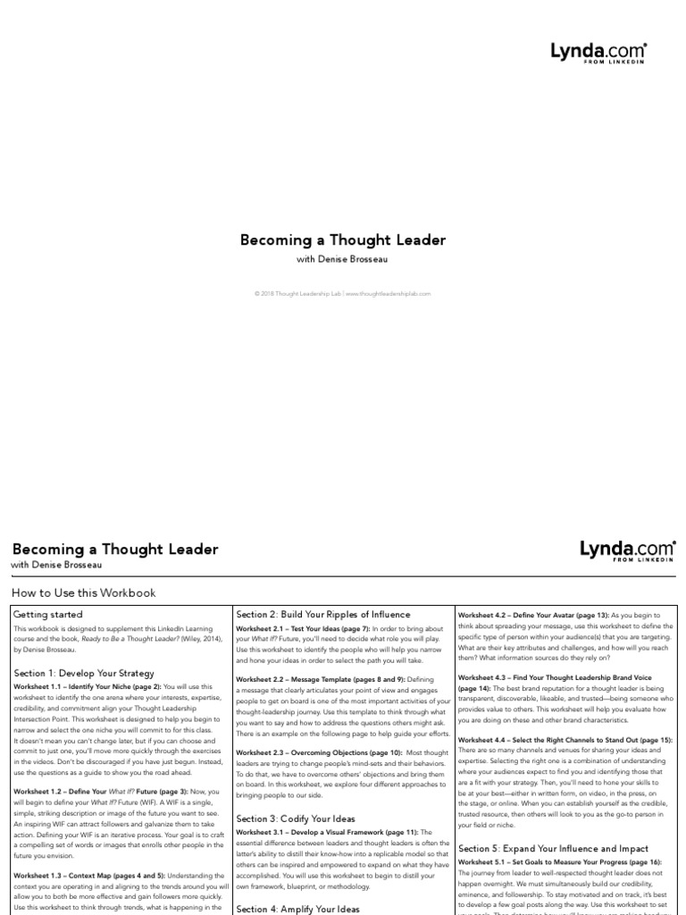 Becoming A Thought Leader Workbook PDF | PDF | Entrepreneurship ...