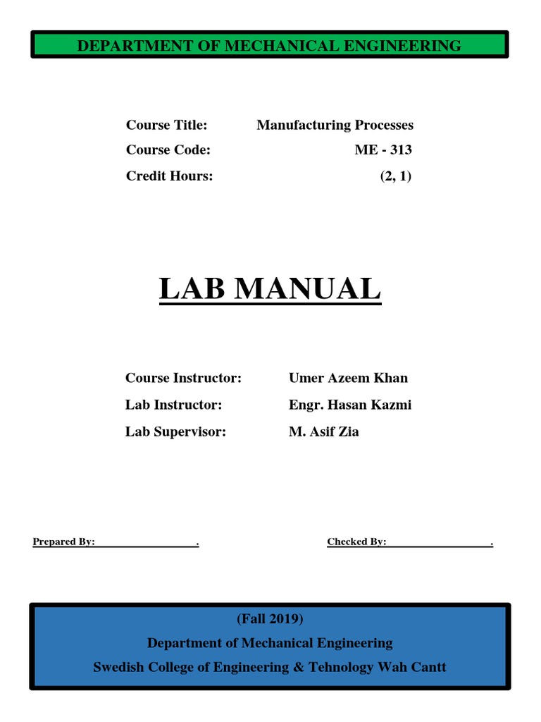 LAB Manual Manufacturing Process I | PDF | Grinding (Abrasive Cutting ...