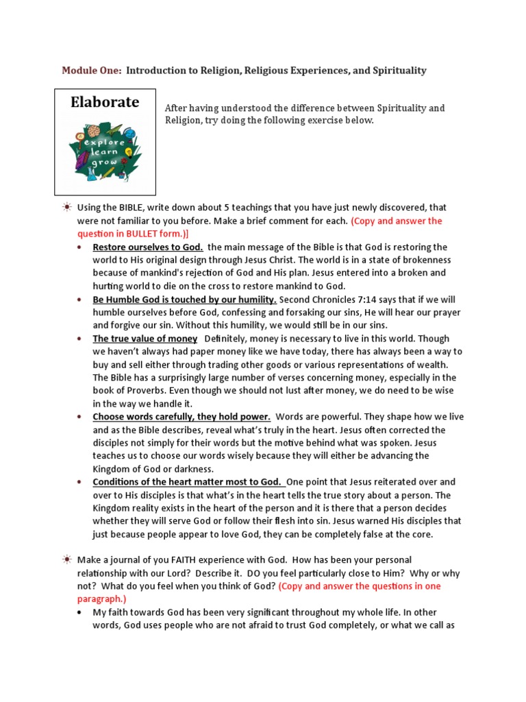 Module One-Elaborate (Introduction To Religions, Religious Experiences ...
