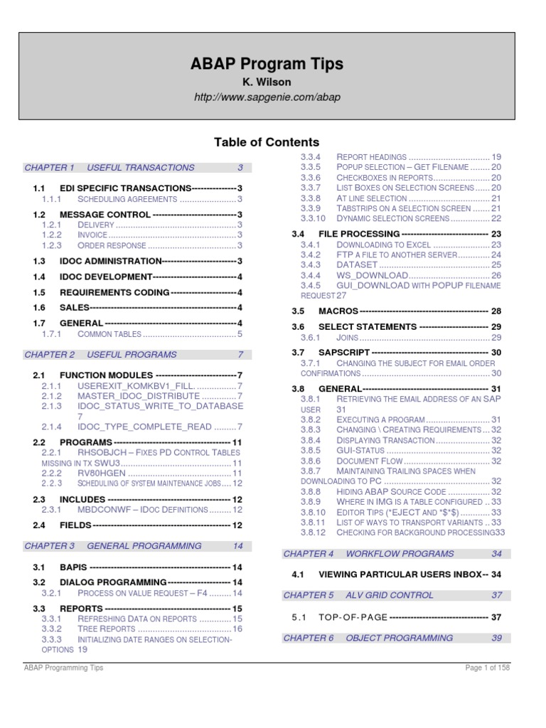 ABAP Program Tips v3 | PDF | Database Index | Windows Registry