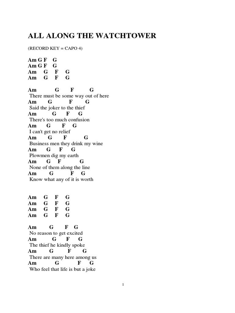 All Along The Watchtower Chords | PDF