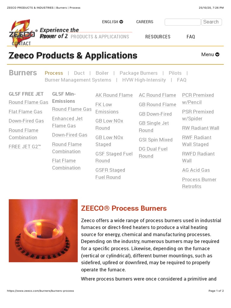 ZEECO PRODUCTS & INDUSTRIES - Burners - Process PDF | PDF | Furnace ...