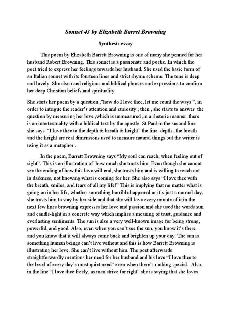 Sonnet 43 by Elizabeth Barret Browning | PDF | Sonnets | Poetry