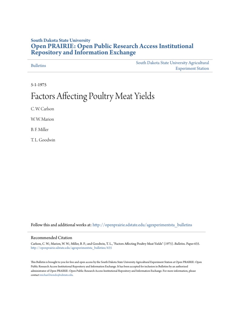 Factors Affecting Poultry Meat Yields PDF | PDF | Fat | Poultry