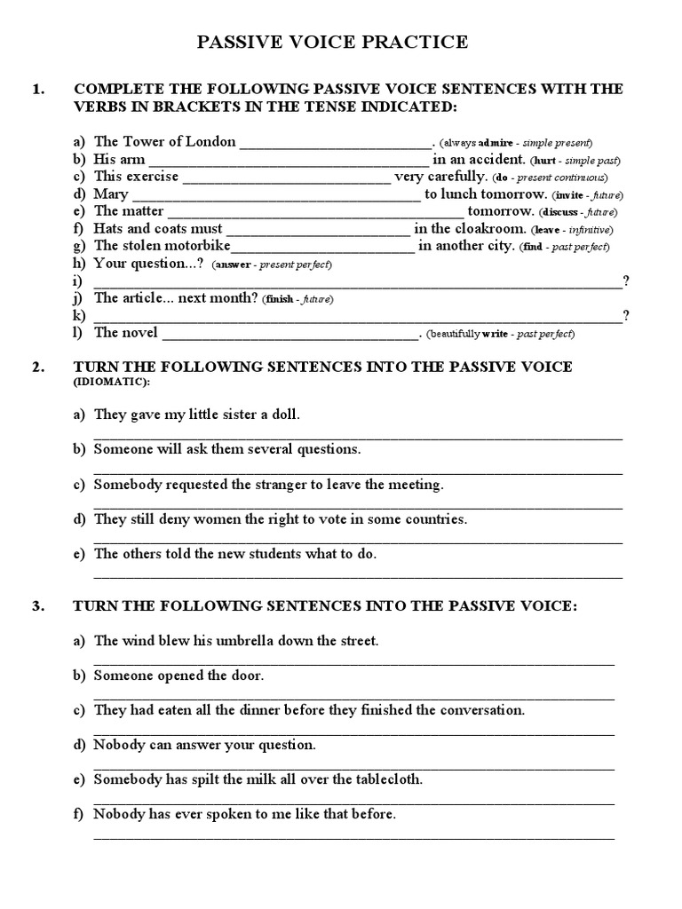Passive Voice (4) - Mixed | PDF | Grammatical Tense | Syntactic ...