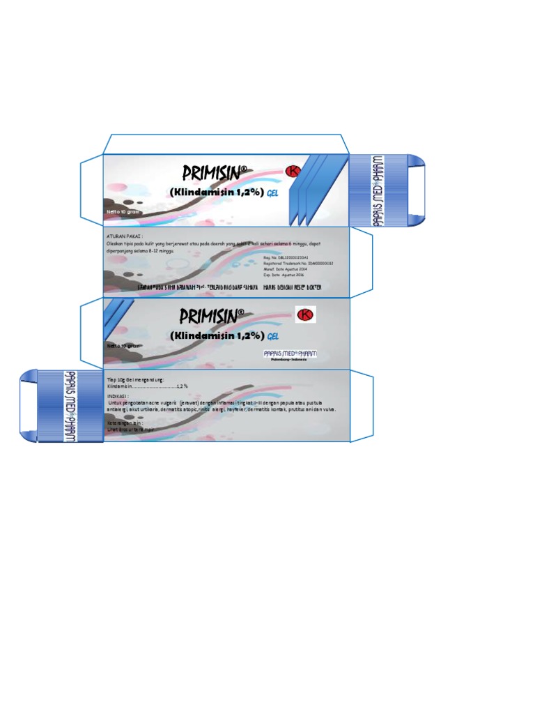 Desain Kotak Obat Klindamisin Gel PDF | PDF
