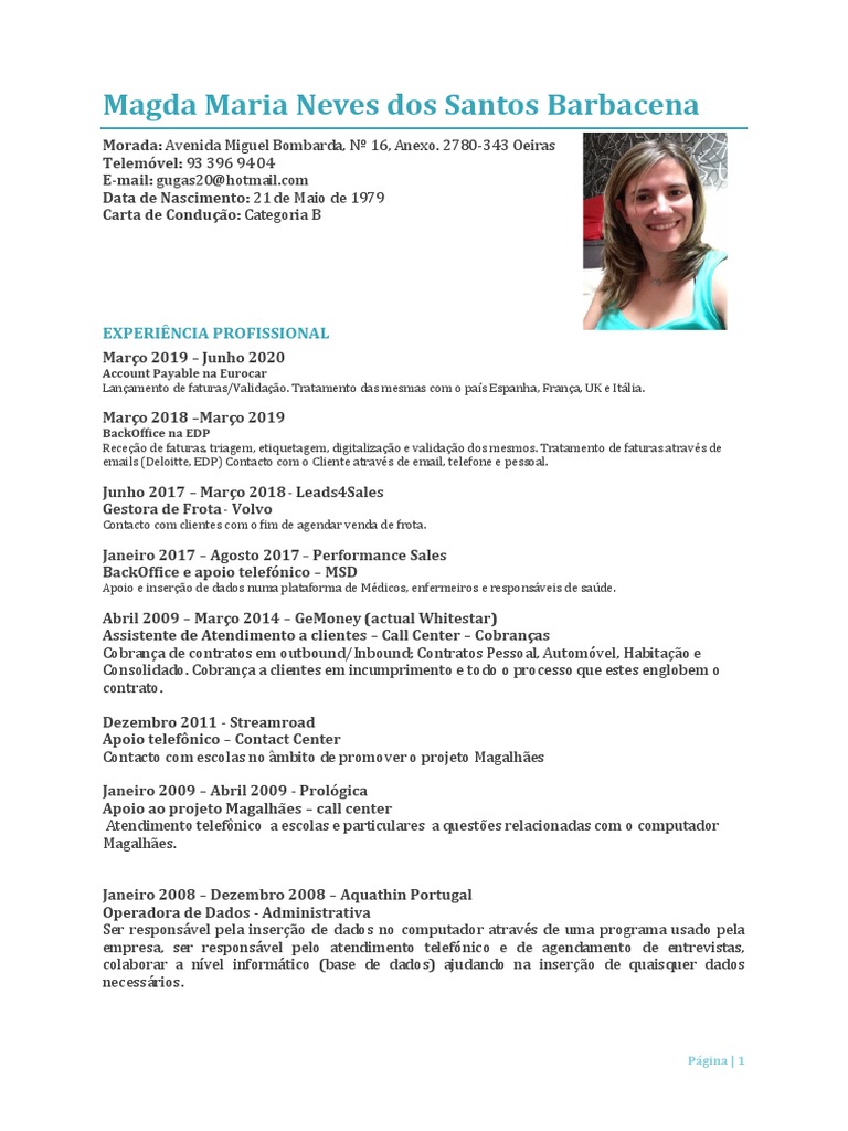 CV Magda PDF | PDF | Centro de atendimento | Desenvolvimento profissional