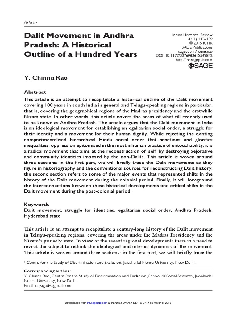 Dalit Movement in Andhra Pradesh PDF | PDF | Dalit | Religion And Belief