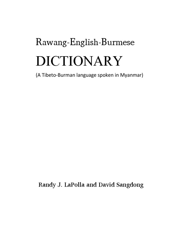 Rawang English-Burmese Dictionary PDF | PDF | Tone (Linguistics ...