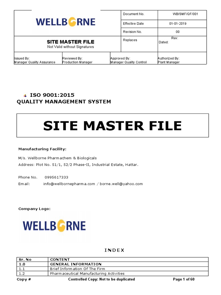 Site Master File | PDF | Audit | Internal Audit