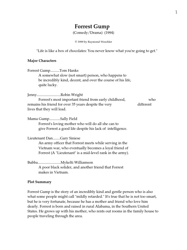 Forrest Gump Lesson Plan 2 | PDF
