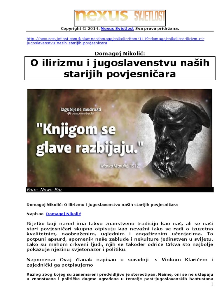 1 Domagoj Nikolic o Ilirizmu I Jugoslavenstvu Na Ih Starijih ...